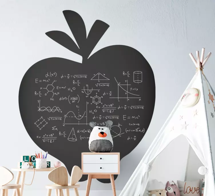 Chalkboard sticker apple with equations