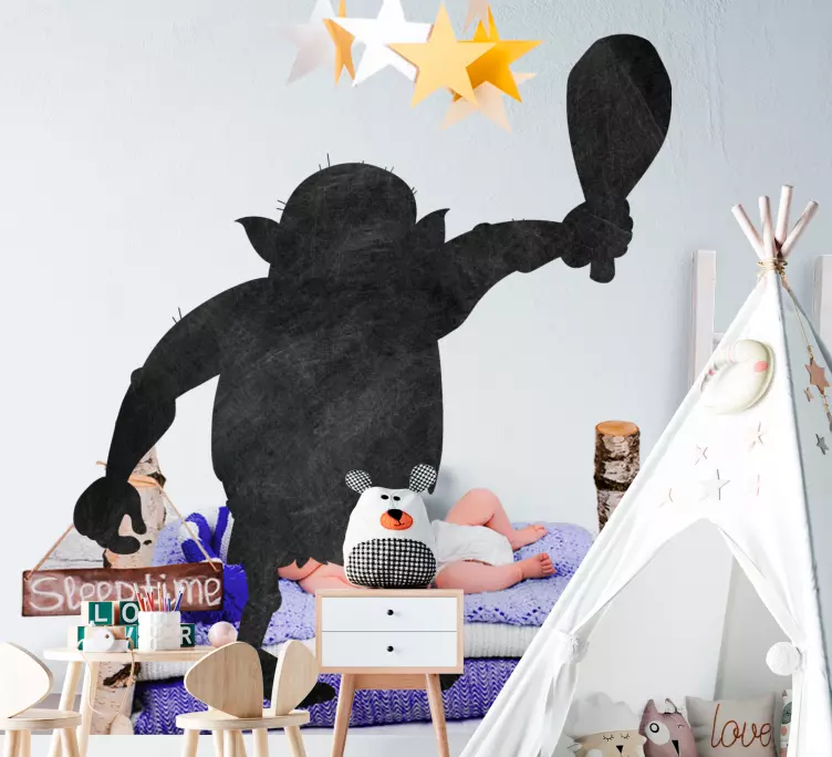 Chalkboard sticker fantasy character silhouette