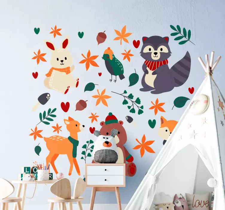 Pet wall sticker whimsical forest animals