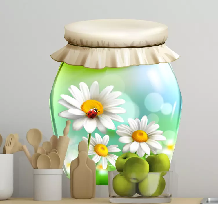 Wall sticker jar with flowers